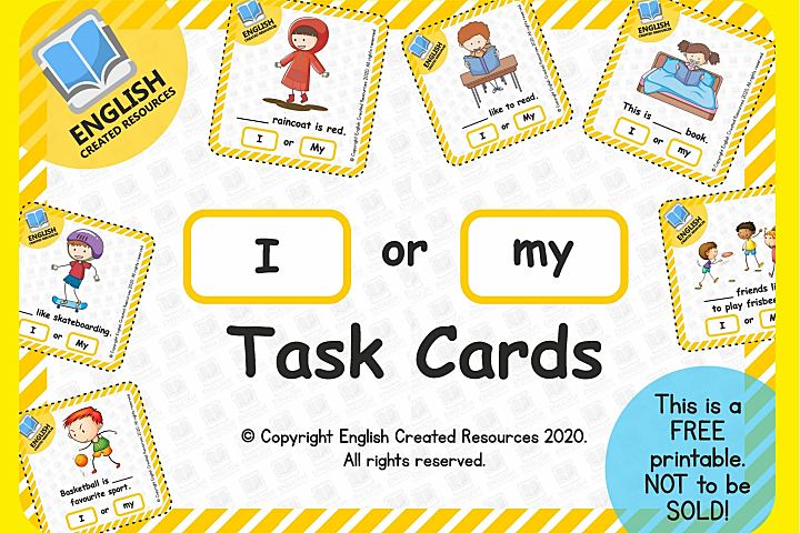 《I or My Task Cards》初级语法闪卡海报英语启蒙必备PDF 百度云网盘下载 | 咿呀启蒙yiyaqimeng.com